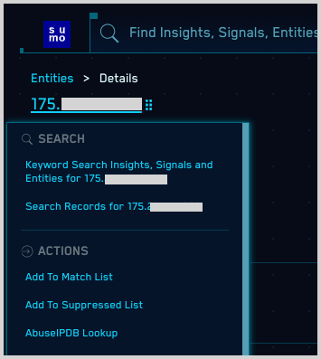 Create CSE Context Actions | Sumo Logic Docs