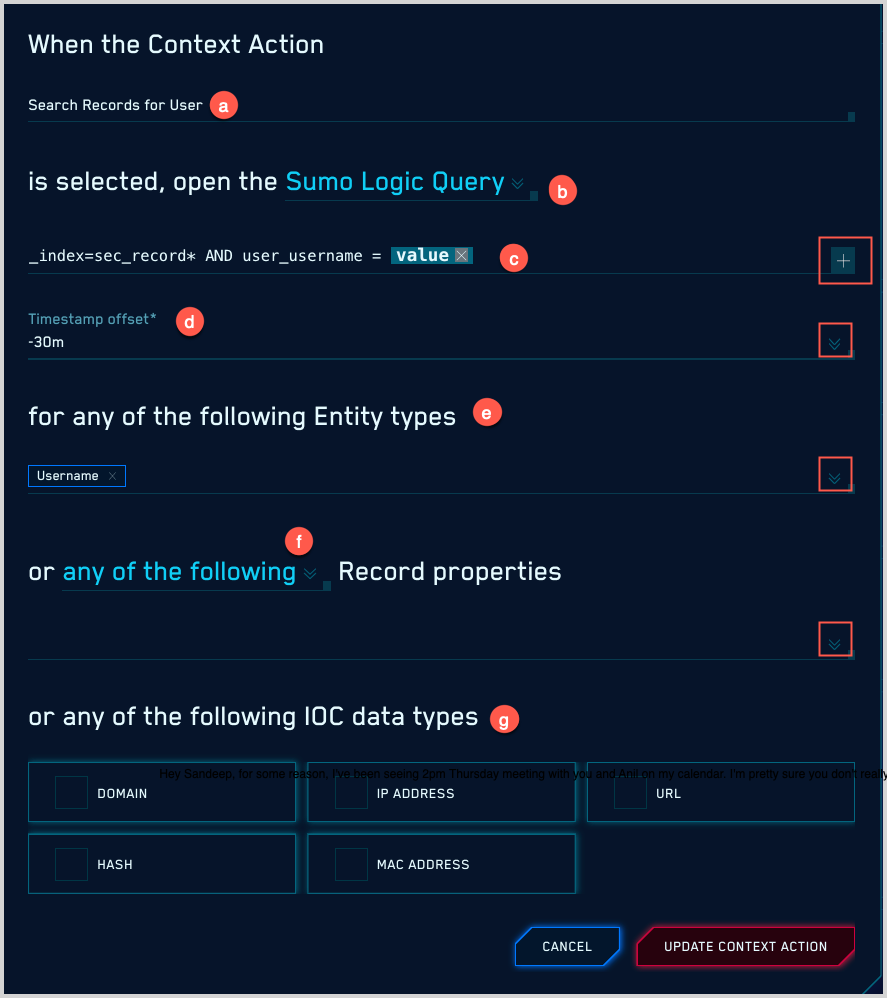 Create CSE Context Actions | Sumo Logic Docs
